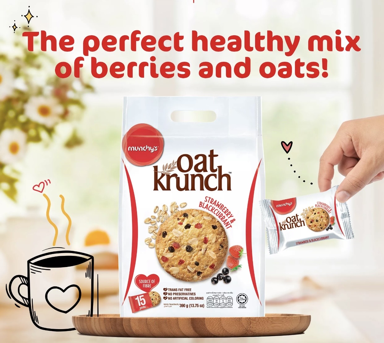 🍓 Munchy’s Oat Krunch Strawberry & Blackcurrant 390g | Lazada.co.th