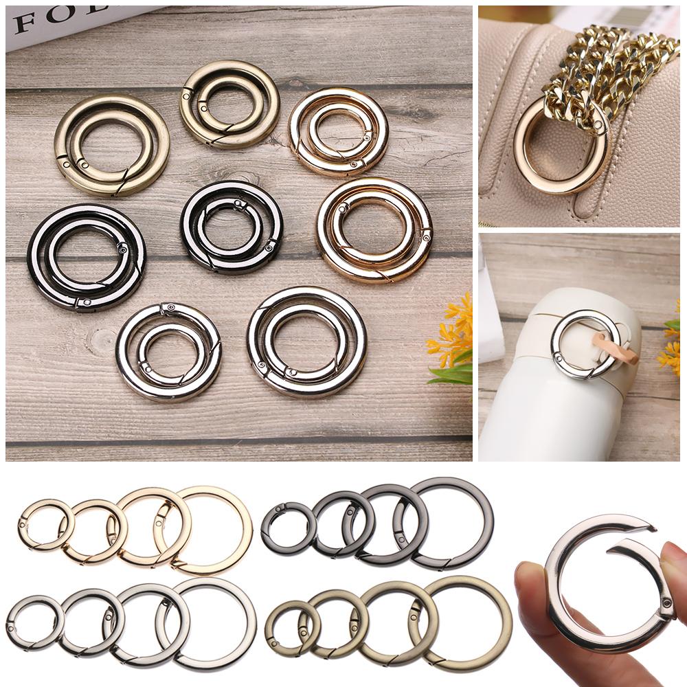 6PCS Zinc Alloy Spring Ring Metal Round Buckle Open Ring Keychain ...