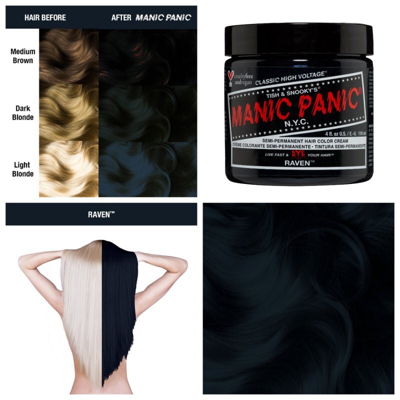 MANIC PANIC - CLASSIC CREAM SEMI PERMANENT HAIR COLOR CREAM - RAVEN 118 ...