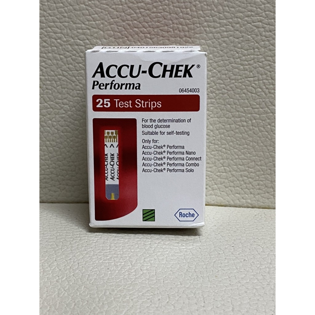 แผ่นตรวจวัดระดับน้ำตาล แถบตรวจน้ำตาล accu chek performa Test Strip 25 ...