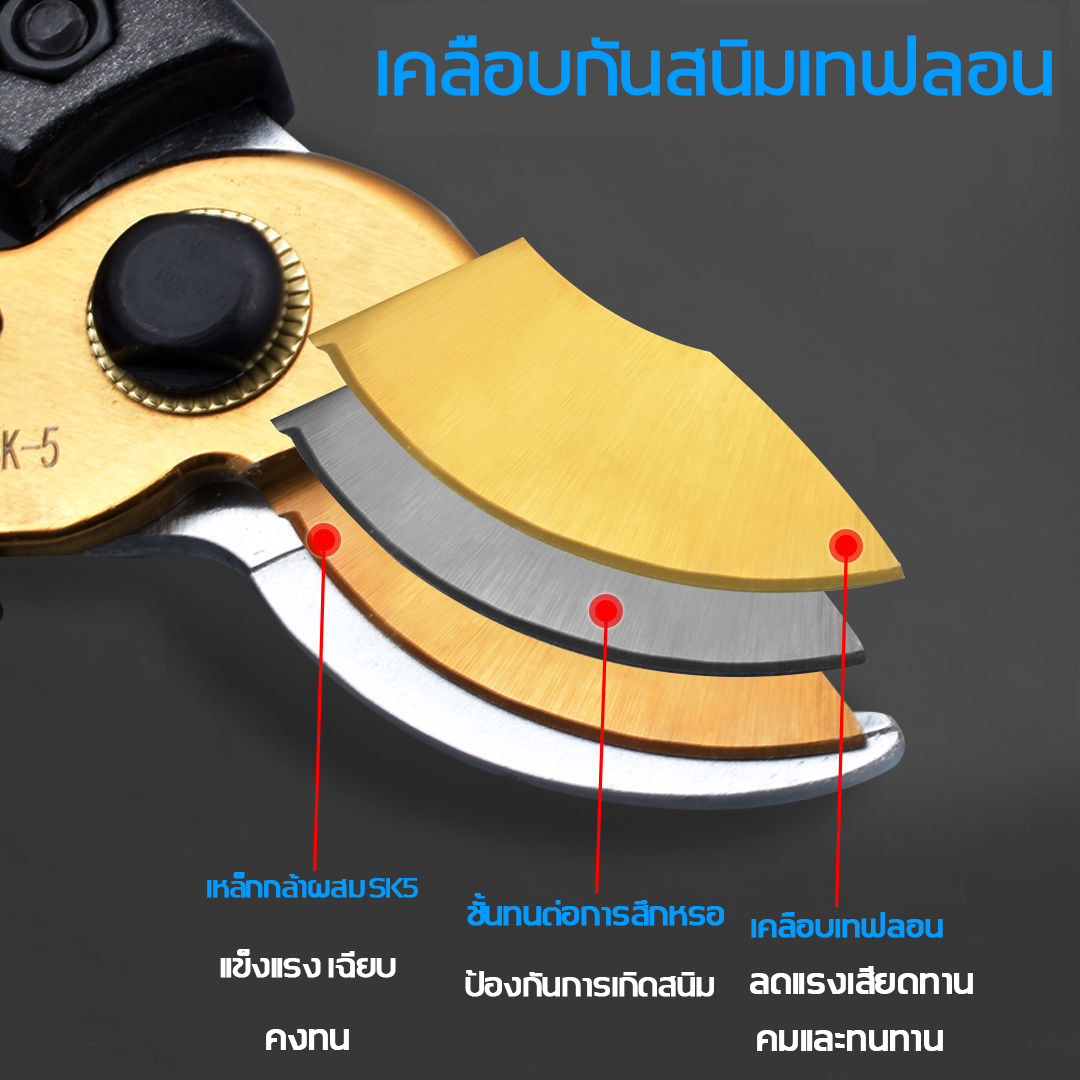 ทำจากเหล็ก SK5????QXกรรไกรตัดกิ่ง คมกรรไกรสำหรับตัดแต่งกิ่งไม้ (กรรไกรทำสวน เครื่องมือจัดทำสวน ...