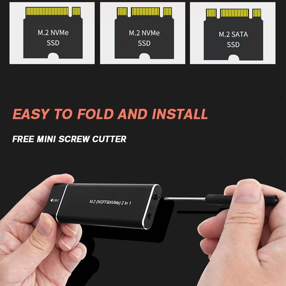 M2 Nvme Sata Ssd Enclosure Adapter Dual Protocol 10gbps Usb 31 ประเภท C ภายนอก Enclosure สําหรับ ...