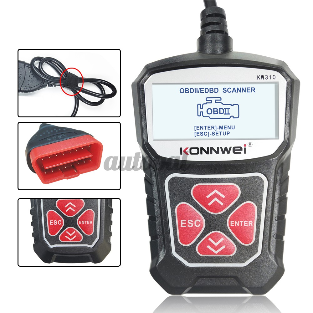 KW310 Obd2 เครื่องตรวจจับความผิดพลาดของรถยนต์ OBD 2ยานยนต์สแกนเนอร์ ...