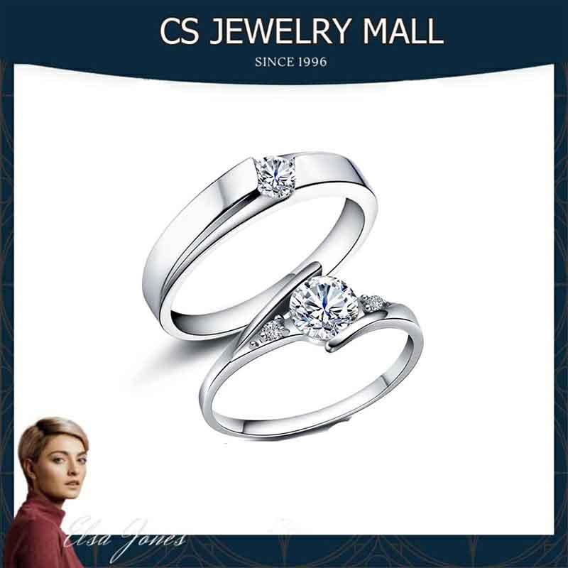 (เพชรแท้100) แหวนคู่เงินแท้S925 แหวนหมั้นเพชรคู่ แหวนเพชรคู่ชายและหญิง ปลอมหนึ่งจ่ายสาม - CS ...