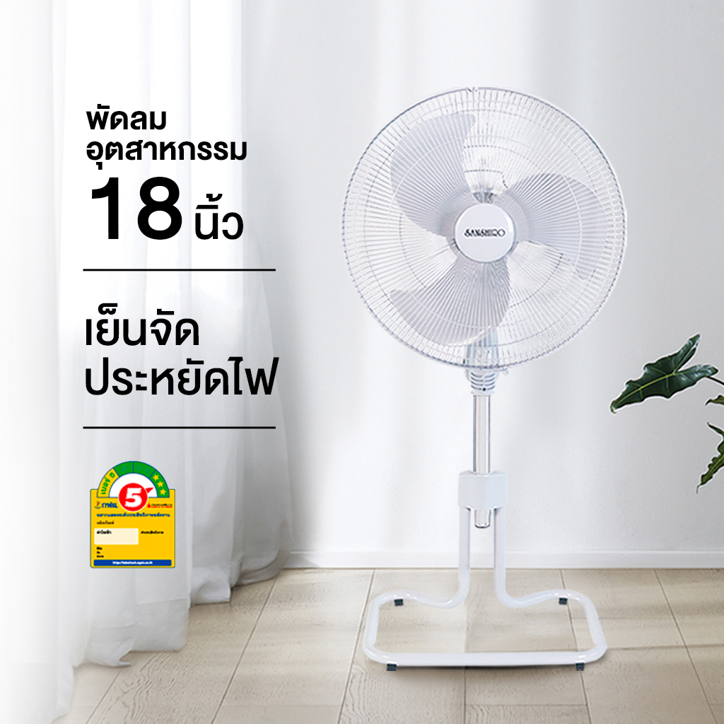 ของแท้100 2เครื่อง SANSHIRO พัดลม ตั้งพื้นขนาดใบพัด 18นิ้ว 3 ใบพัด มี ...