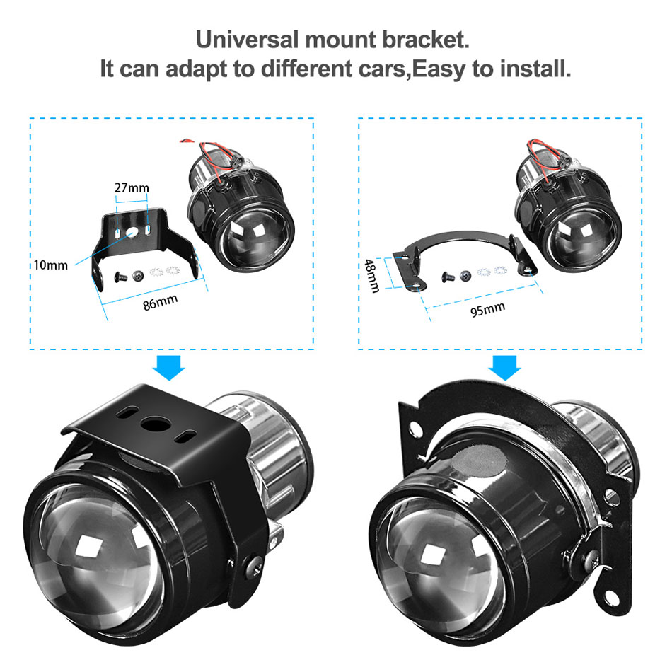 2 PCS Metal 2.5 inch Bi-Xenon HID Auto Car-Styling Fog Light Projector ...