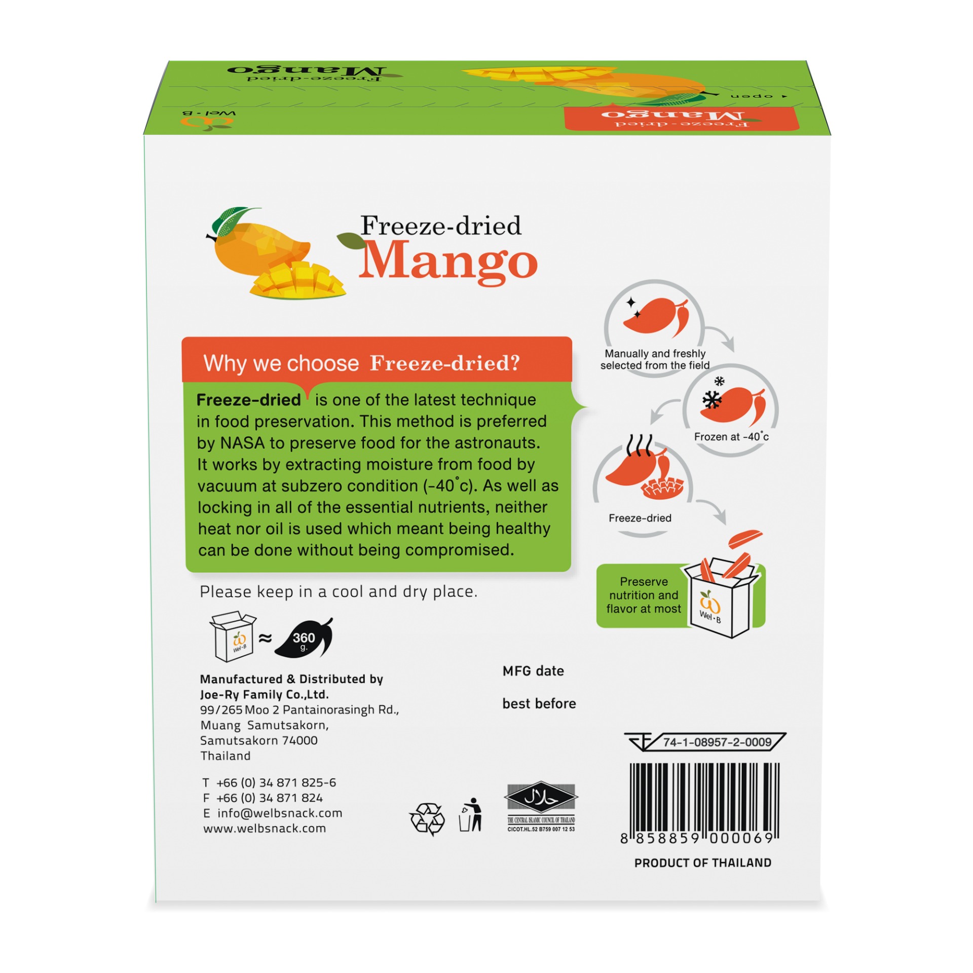 Wel-B Freeze-dried Mango 30g. (มะม่วงกรอบ ตราเวลบี 30 กรัม) - ฟรีซดราย ...