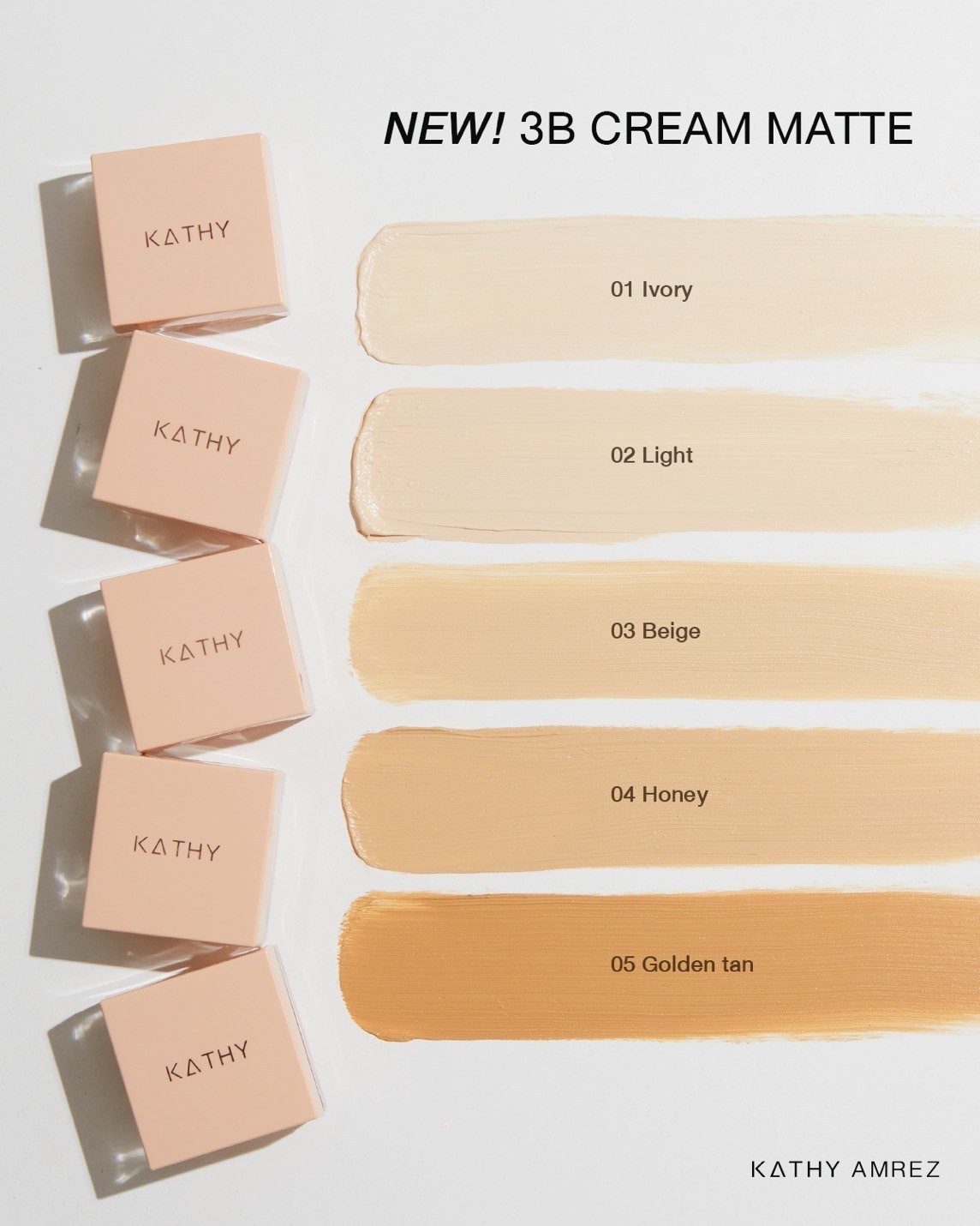 KATHY AMREZ 3B CREAM MATTE เคธี่ 3บี ครีม แมท แป้งทิ้นหน้าเด้ง สูตรแมท ...