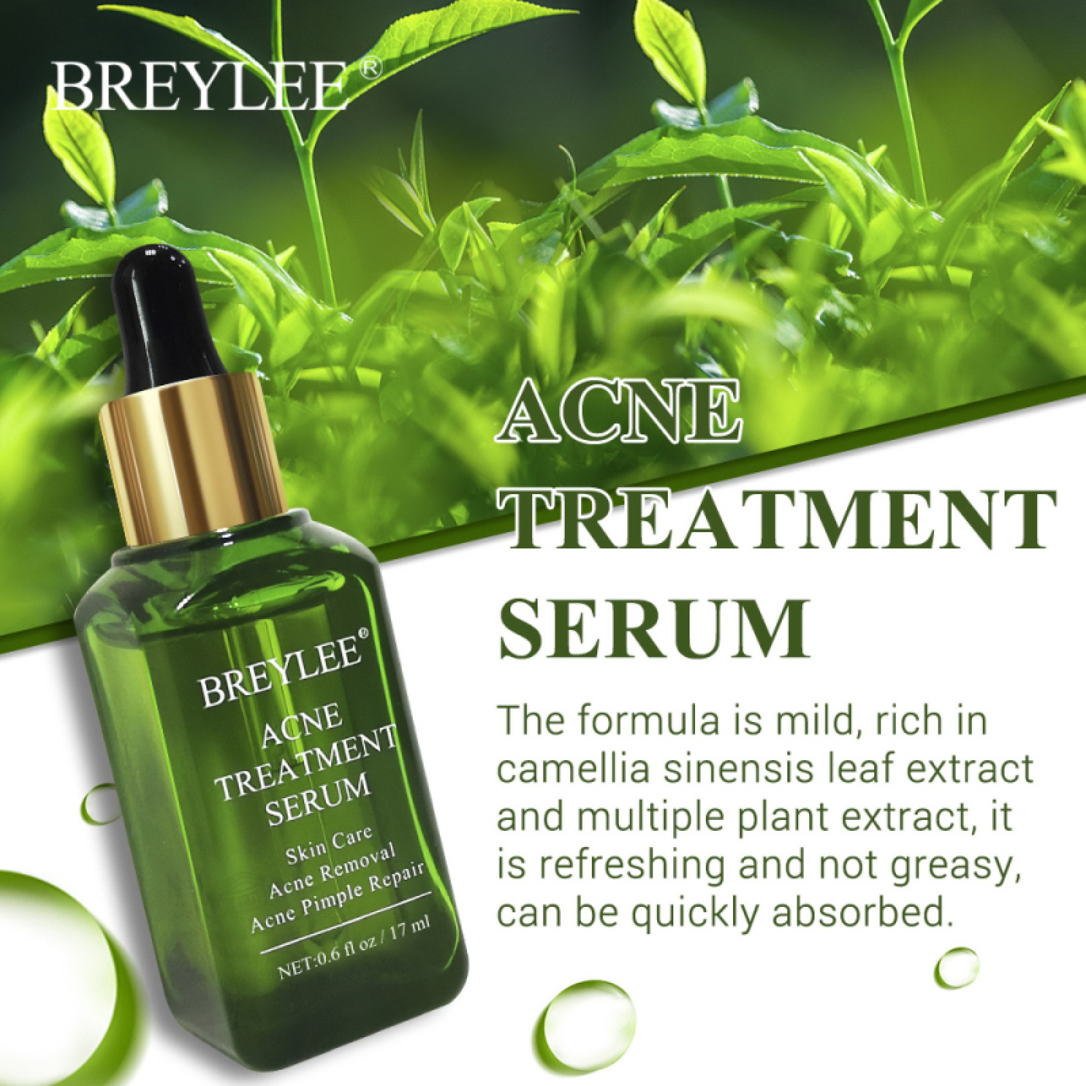 พร้อมส่ง!!BREYLEE Acne Treatment Serum Acne Pimple Patch Tea Tree Oil.เซรั่ม+แผ่นแปะสิวกลางวัน ...