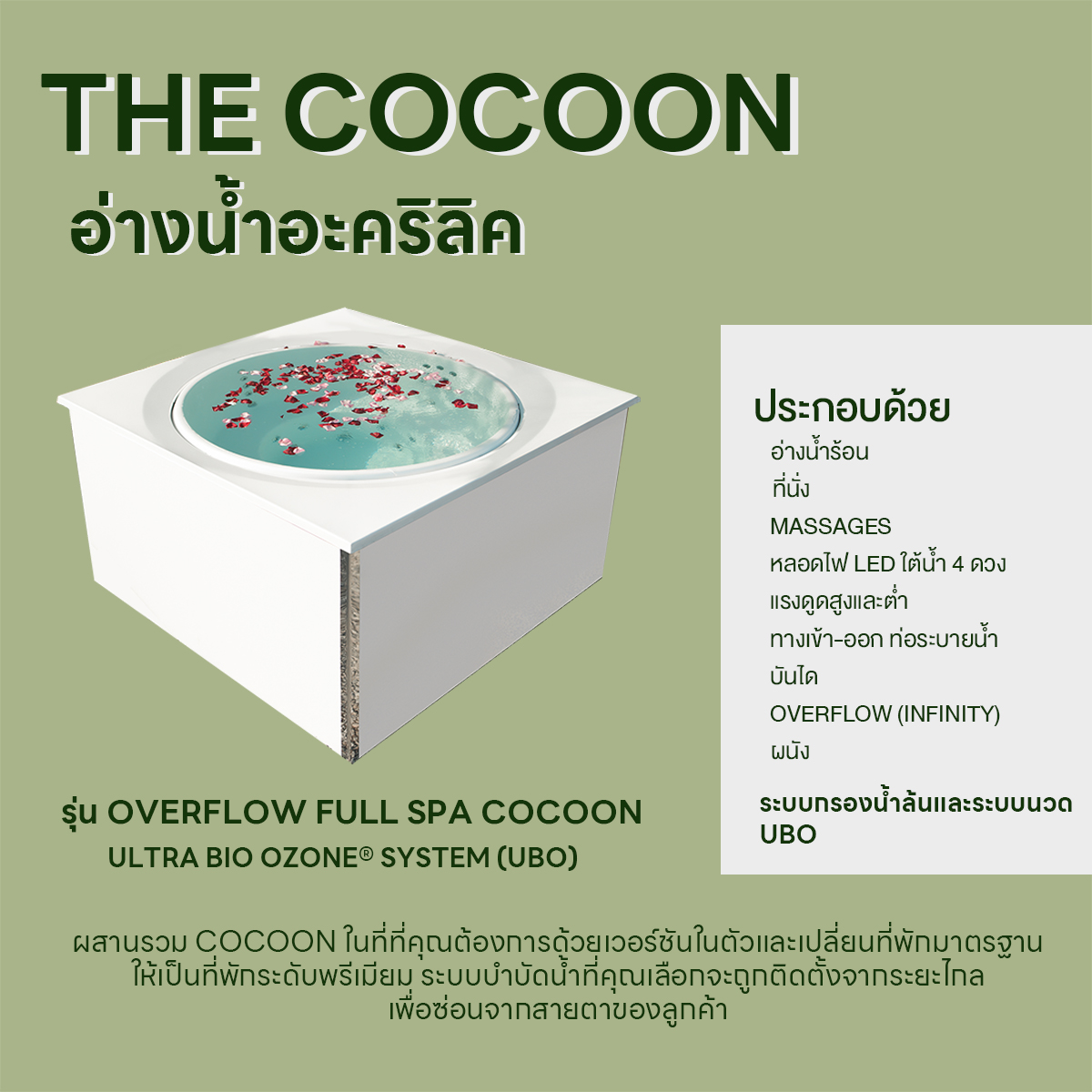 The Cocoon, all-in-one acrylic spa, made in Chiang Mai. อ่างน้ำ อ่าง ...