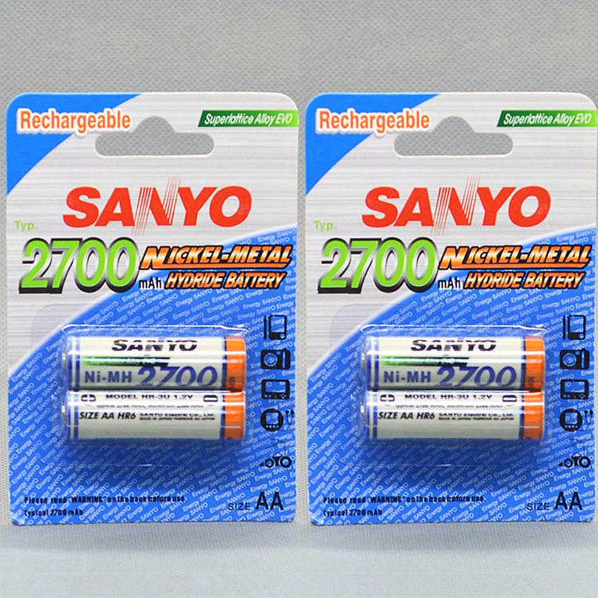 Sanyo ถ่านชาร์จ AA 2700 mAh NIMH Rechargeable Battery 4 ก้อน ...