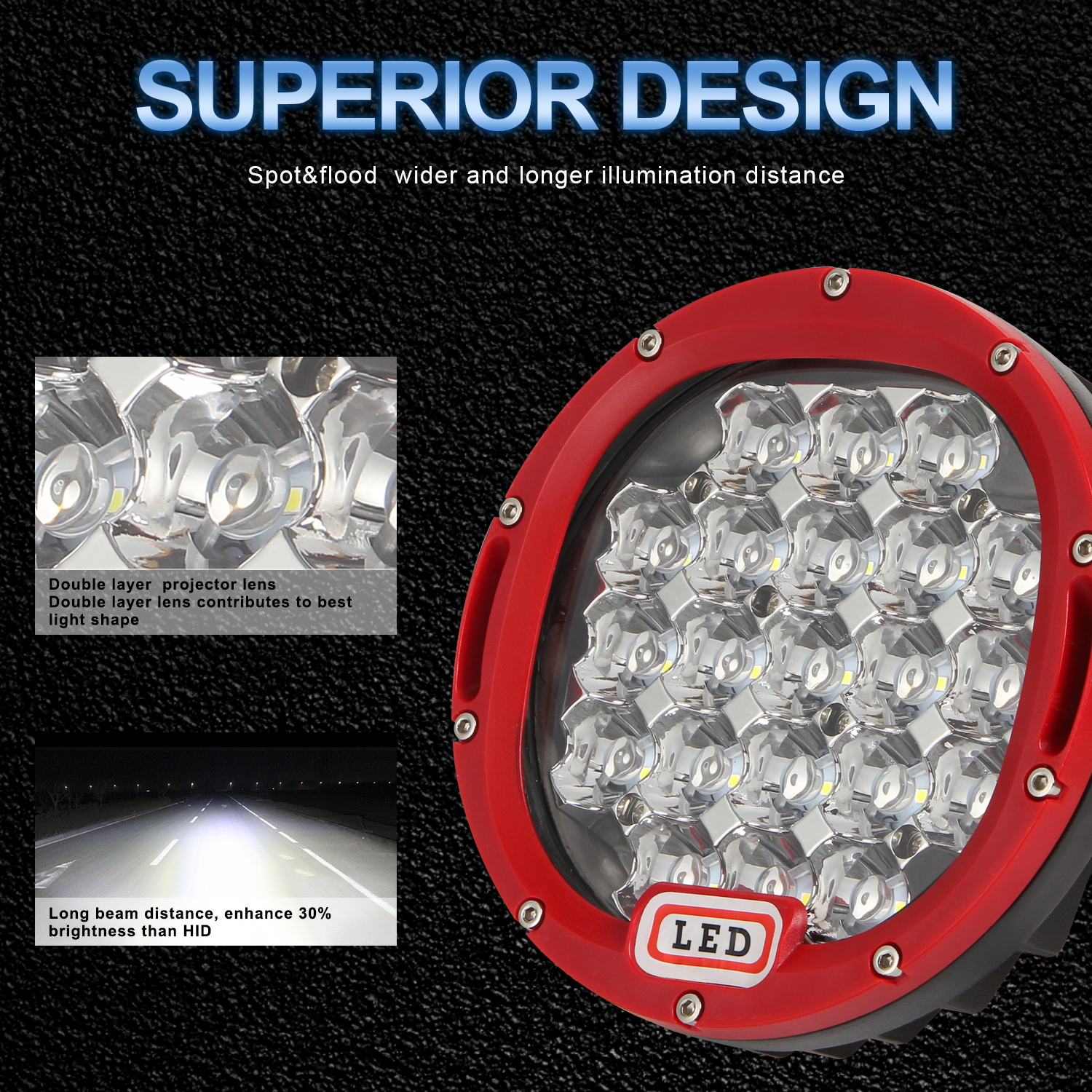 7 inch 6000k 105W300W LED Driving Lights Spot Spotlights Work Offroad ...