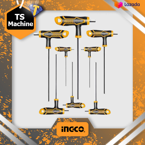 INGCO ประแจหกเหลี่ยม ด้ามตัวที 2 - 10 มม. (8 ตัวชุด) รุ่น HHKT8081 ( T ...