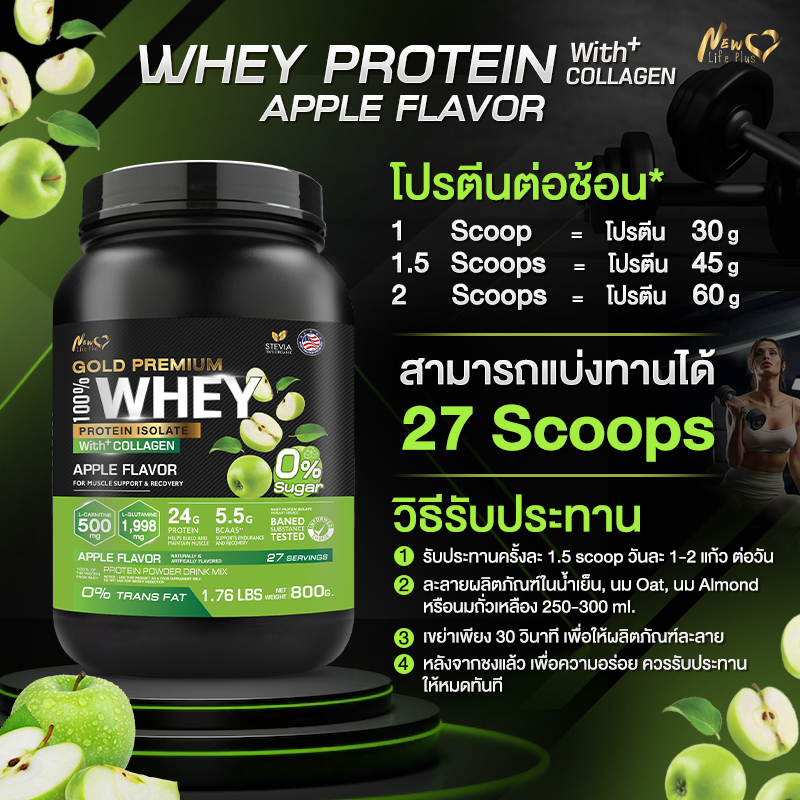 ส่งฟรี สั่งเลย NLP Whey Protein Isolate Apple Flavor เวย์โปรตีน ไอโซเลต ...