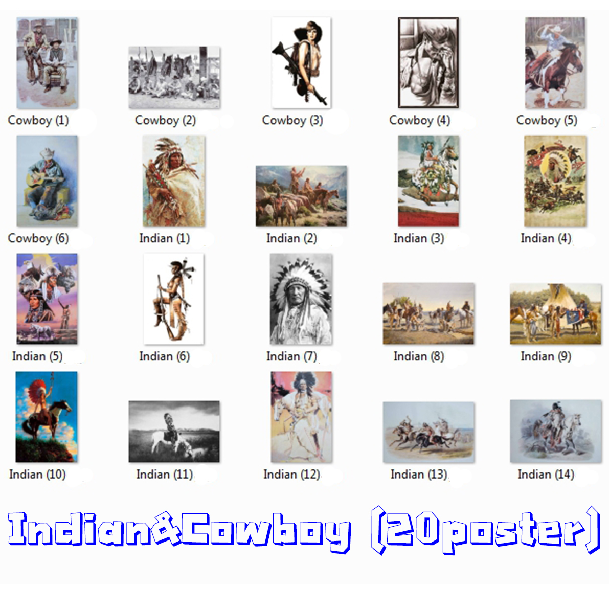 โปสเตอร์ รูปภาพ Red Indian & Cowboy (มี25แบบ) ใหม่5แบบ โปสเตอร์ ...