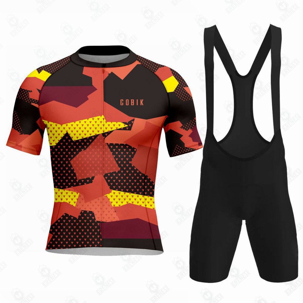 Cobik พิเศษสำหรับขี่จักรยานเสือภูเขาบนถนนชุดแขนสั้นชุดเอี๊ยมขี่ลายพราง ...