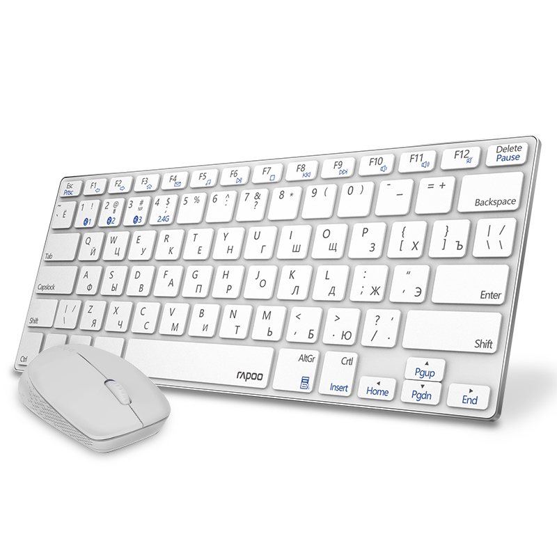 Rapoo 9000M Mini Russian Keyboard Multi-Mode Silent Bluetooth Wireless ...