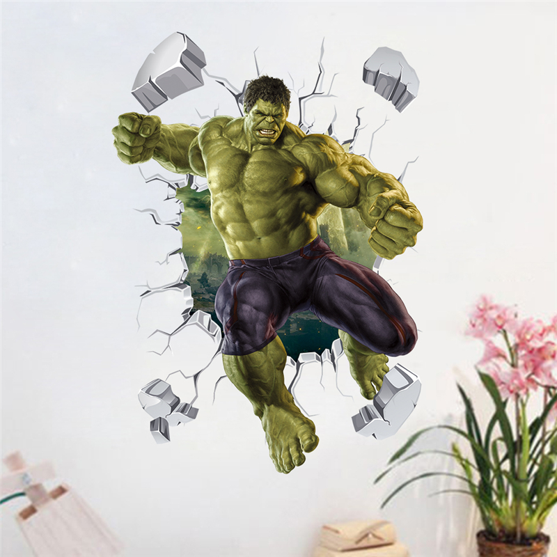 【CW】40*60cm 3d hole marvel movie wall stickers for kids rooms home ...