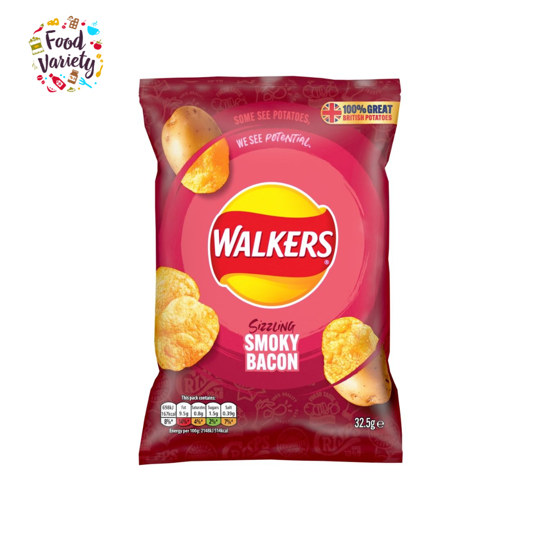 Walkers Smoky Bacon Crisps 32.5g วอล์คเกอร์ส มันฝรั่งทอดกรอบ รสสโมกี้เบ ...
