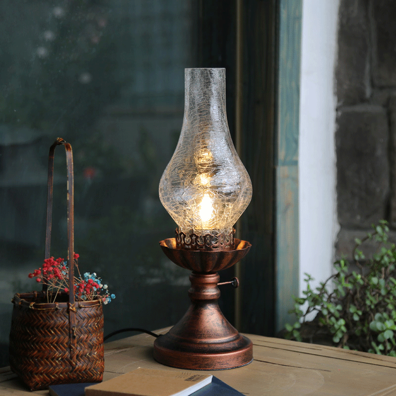 Industrial Retro Nostalgic Glass LED E27 Table Lamp Old-Fashioned ...