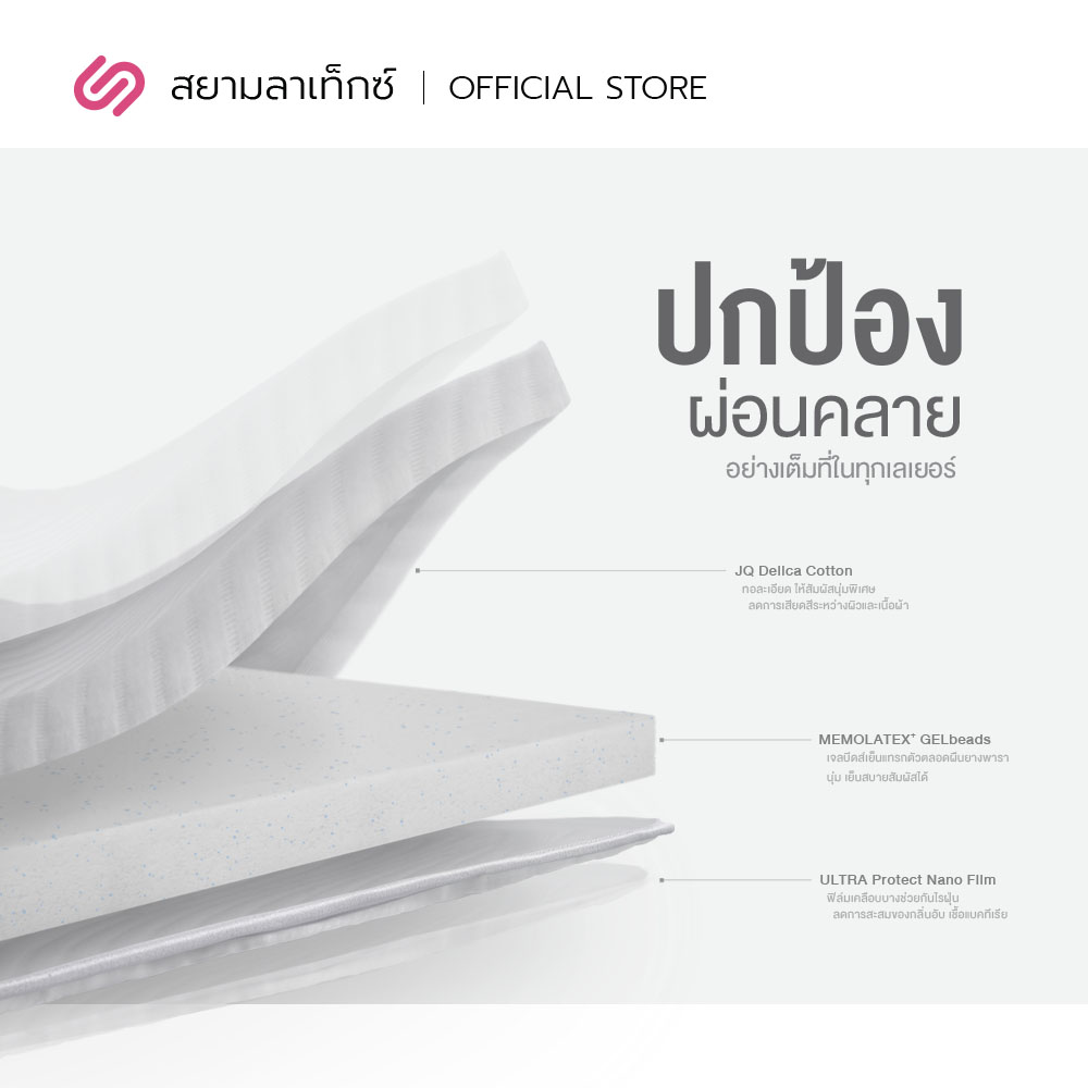SiamLatex ที่นอนยางพาราแบบเย็น รุ่น Smooth Tempur ผลิตจากยางพาราและคูล ...