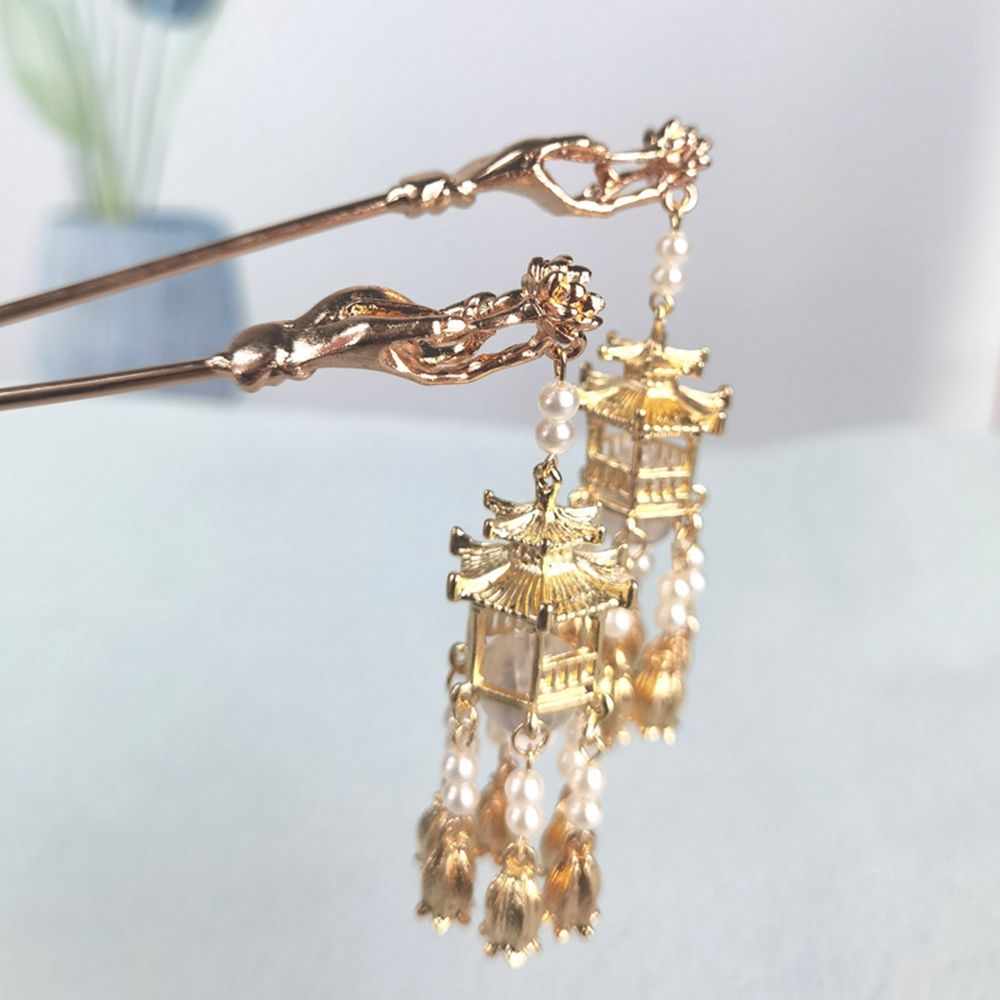 HHGY Super Fairy Classica ผู้หญิง Pearl Glow Hairpin Pavilion จี้สาว ...