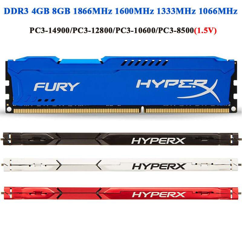 Kingston HyperX fury DDR3 Desktop RAM 16GB 8GB 1600MHz 1866MHz 240pin PC3-12800 PC3-14900 DIMM ...