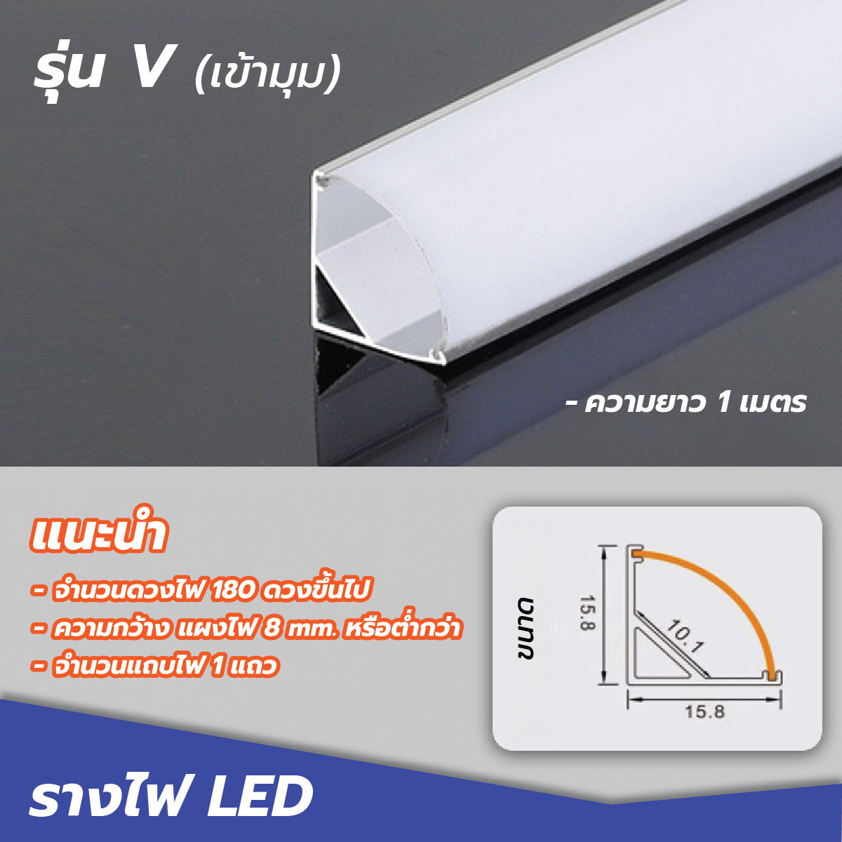 รางไฟ ริบบิ้น อลูมิเนียม LED ยาว 1 M | Lazada.co.th