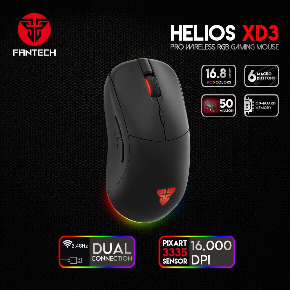 Fantech Helios XD3 RGB Wireless Gaming Mouse (Black - Pezlato - ThaiPick