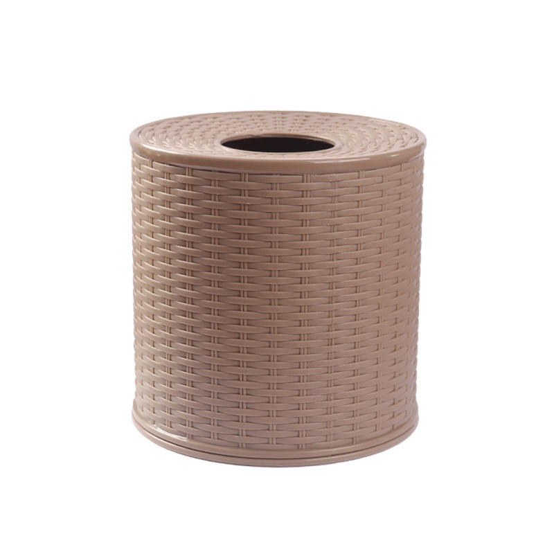 Round Tissue Boxes Roll Paper Holder Creative Simulation Rattan Weave ...
