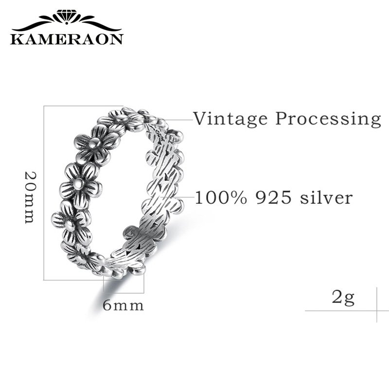 925 Silver Small Daisies Ring For lower Vintage Processing Real Sterling Silver Boho Accessories ...