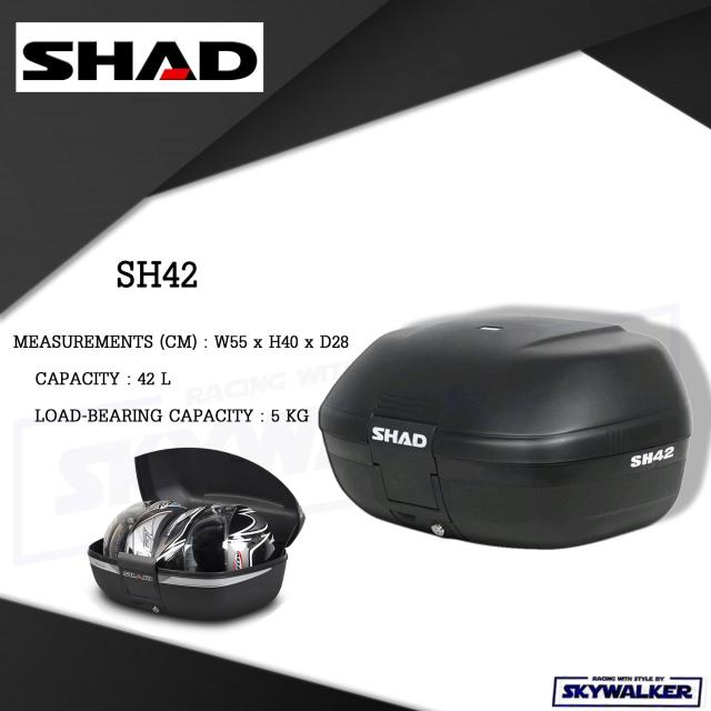 โปรโมชั่นพิเศษ กล่องท้าย SHAD 42L สีดำ ****จุหมวกกันน็อคเต็มใบได้2ใบ*****