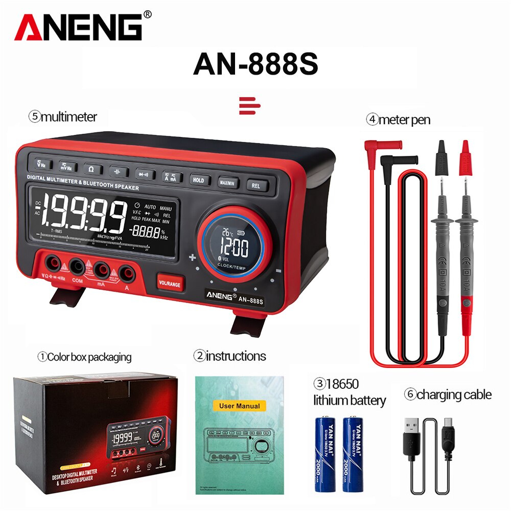 ANENG AN999S Bench Voice Multimeter Bluetooth Tester 19999 Counts ...