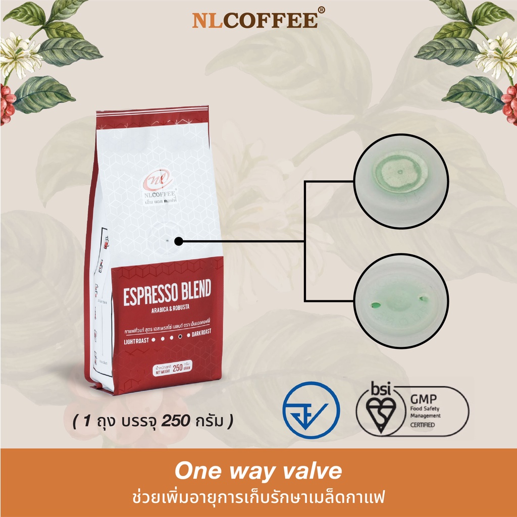 กาแฟสดคั่วบด กาแฟบดคั่วเข้ม เมล็ดกาแฟคั่ว Espresso Blend by NLCOFFEE กาแฟอาราบิก้าผสมโรบัสต้า ...