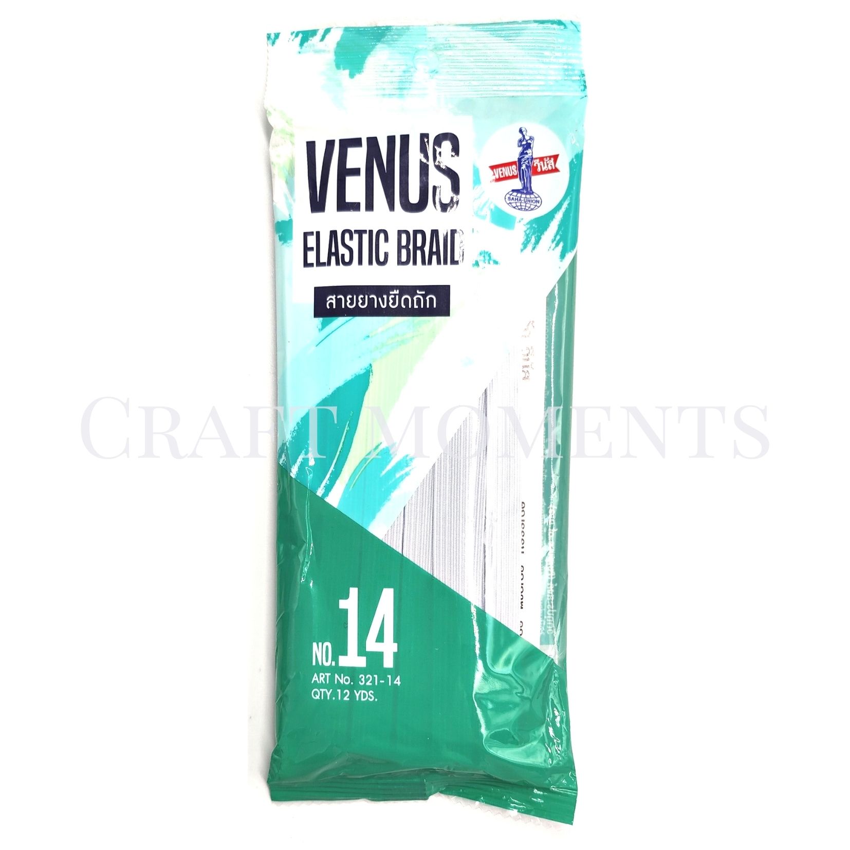 CRAFT MOMENTS: ยางยืด VENUS เส้นแบน สีขาว ยาว 12 หลา ยางยืดวีนัส ยางยืด ...