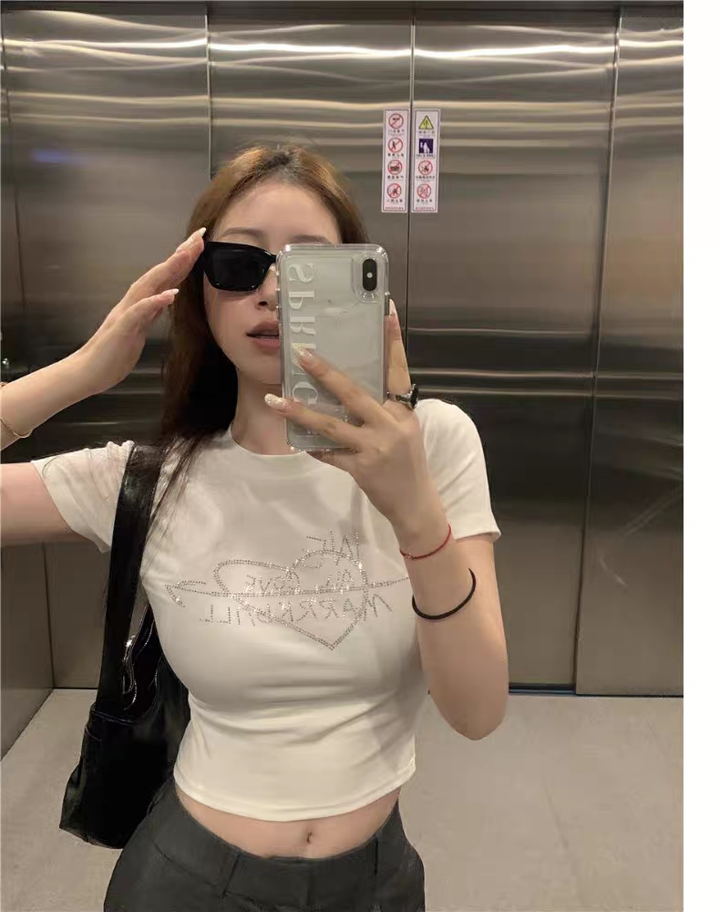 ส่งจากกรุงเทพฯMini wink crop เสื้อครอปงานเพชร กลิตเตอร์ เนื้อผ้าคอตตอน ...