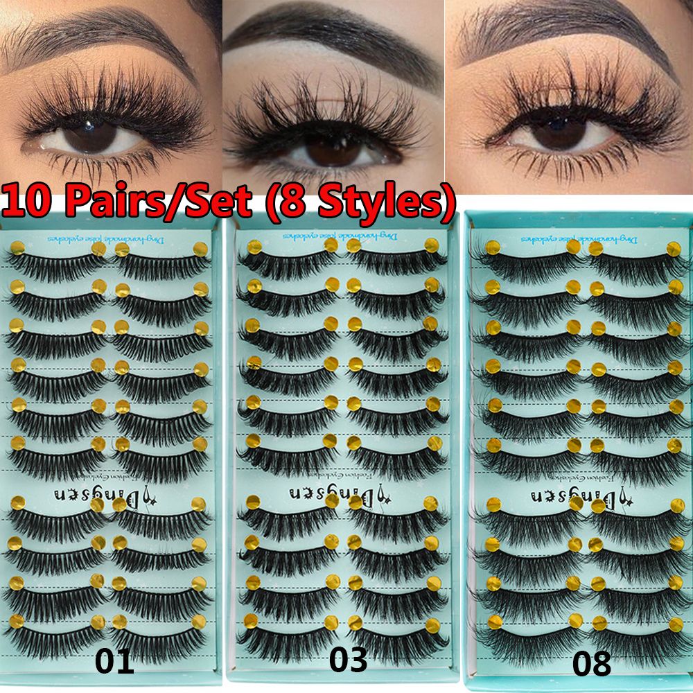 5210A SKONHED 10 Pairs แต่งหน้าสวย ตัวเล็ก ธรรมชาติยาว ปุย 3D Faux Mink Hair เครื่องมือขยาย ขนตา ...