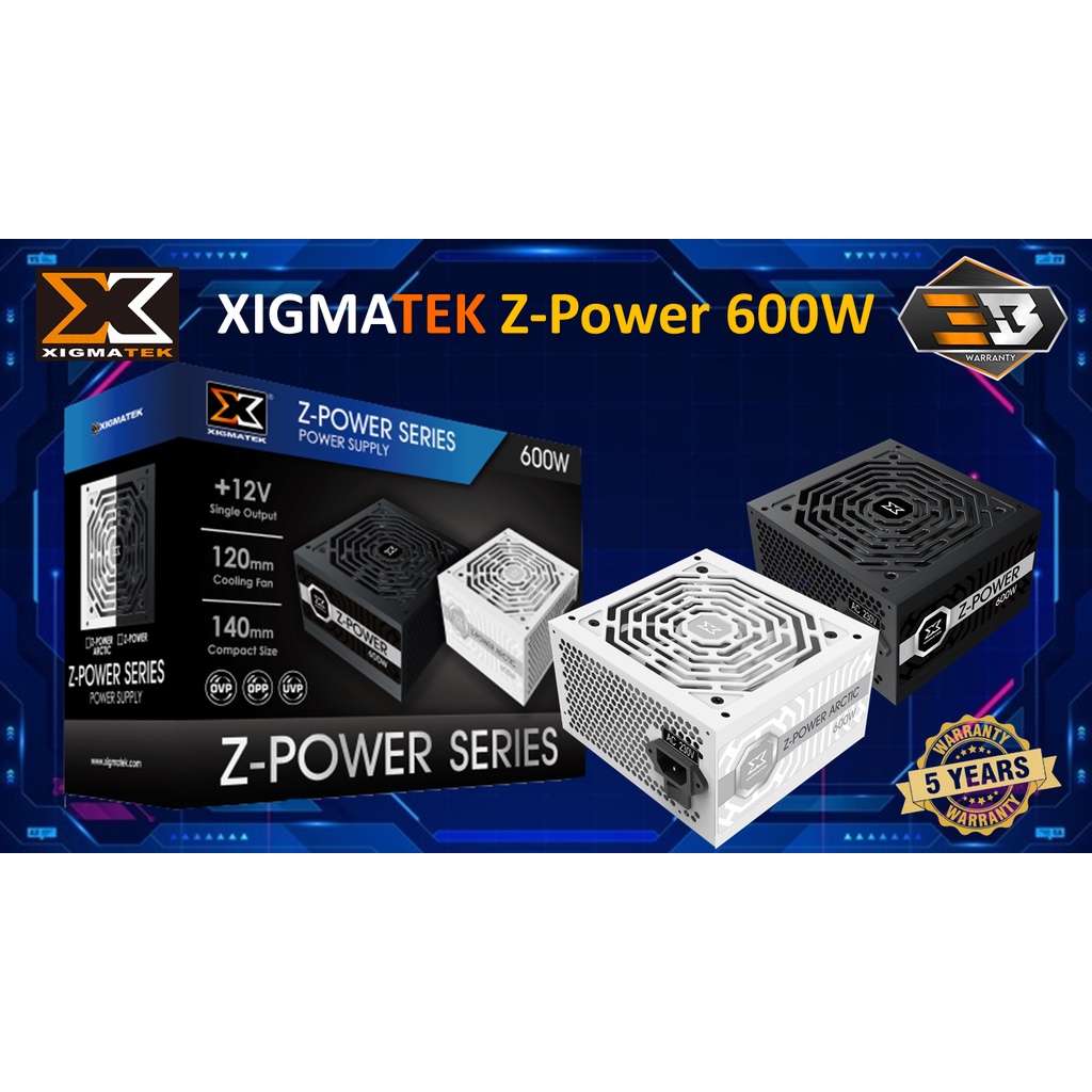 POWER SUPPLY (อุปกรณ์จ่ายไฟ) XIGMATEK (Z-POWER) SERIES 600W (มี 2 สี ขาว ดำ) (5Y) ของแท้ - SOM ...