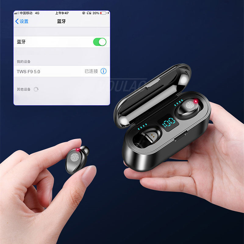 TWS Digital Display Bluetooth Headset Binaural Noise-Canceling Wireless ...
