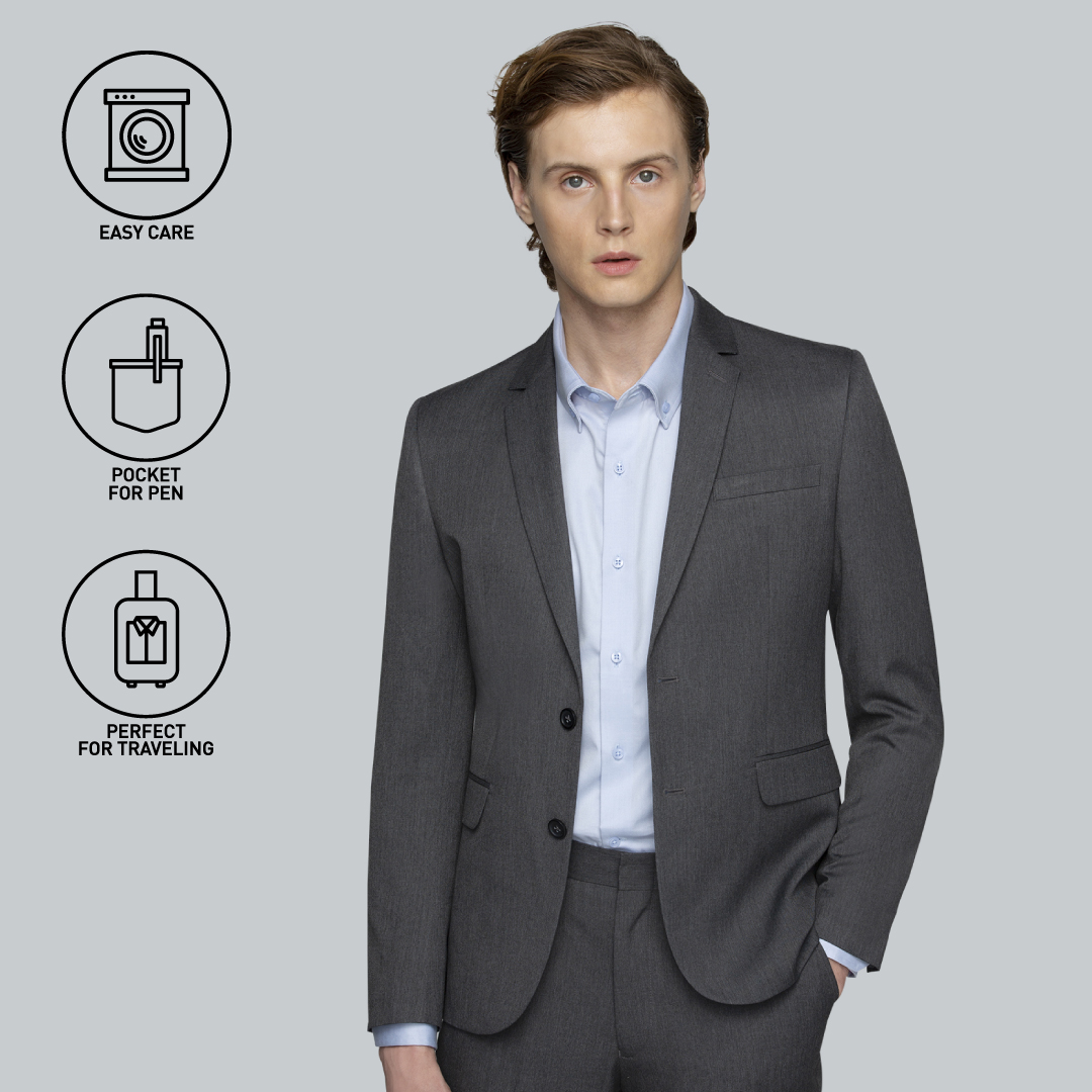 GQ Essential Suits สูทผู้ชายทรงสลิม รุ่น TR Slim Fit สีเทา - GQ ...