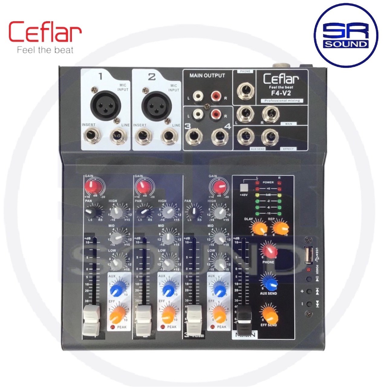 CEFLAR F4-V2 มิกซ์เซอร์ 4CH 2 XLR Bat MicLine 1 Stereo (สินค้าใหม่แกะ ...