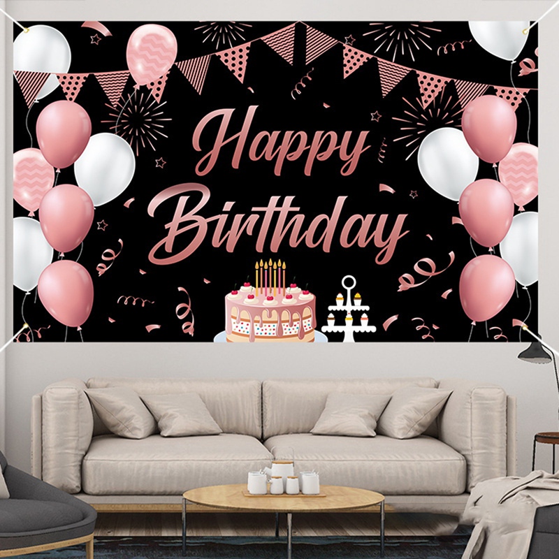 Birthday Party Decorations Backdrop and Door Banner for Girls Happy ...
