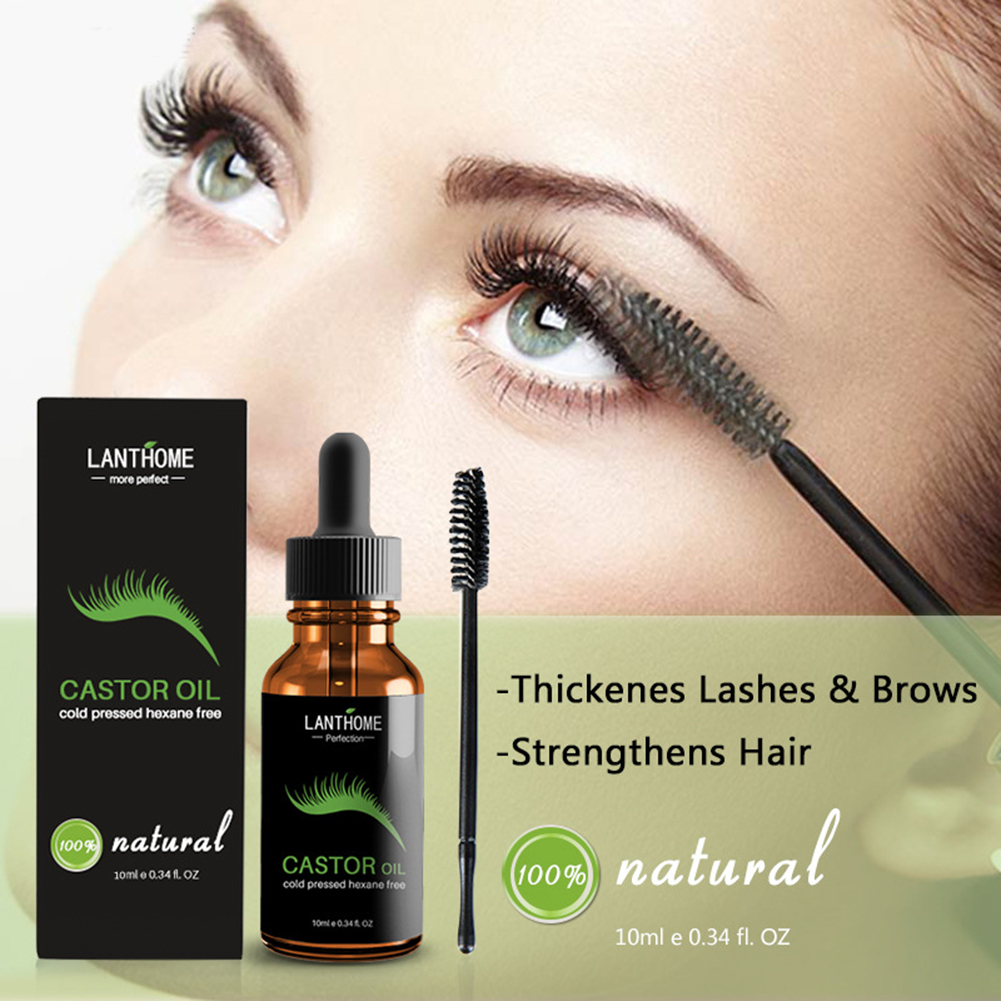 LANTHOME น้ำมันละหุ่งอินทรีย์บริสุทธิ์สำหรับผมขนตาเซรั่มการเจริญเติบโต ...