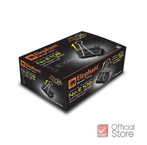 Elephant คลิปหนีบกระดาษ คลิปดำ รุ่น E109 40 มม. จำนวน 1 กล่อง (กล่อง12ตัว) | Lazada.co.th