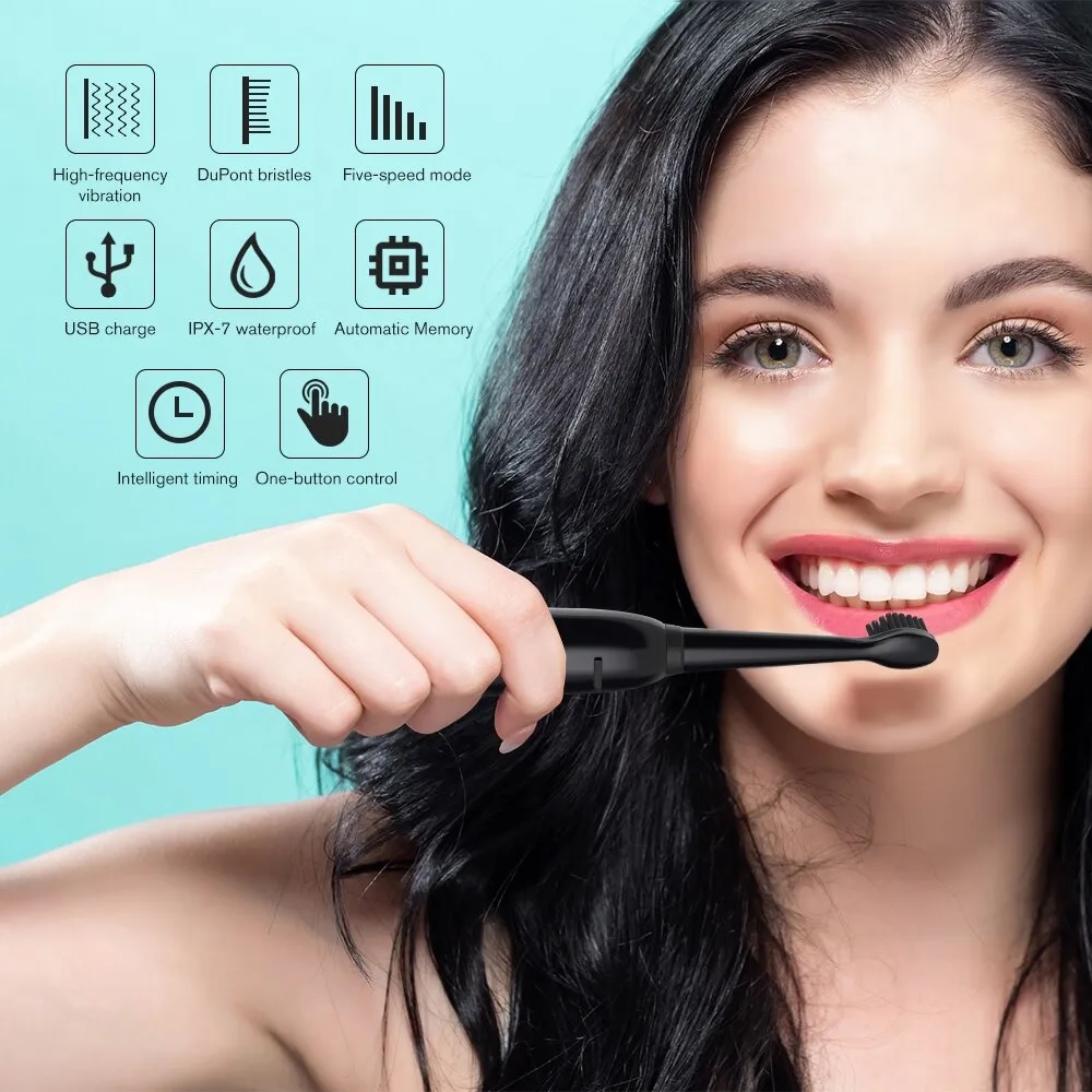 Powerful Ultrasonic Sonic Electric Toothbrush USB Charge Rechargeable ...