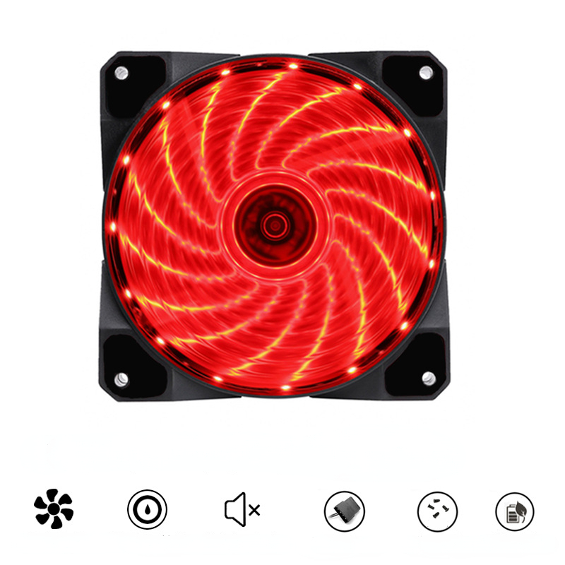 CPU Cooler 2000RMP 20DBA 48CFM 15led red blue RGB automatic color ...