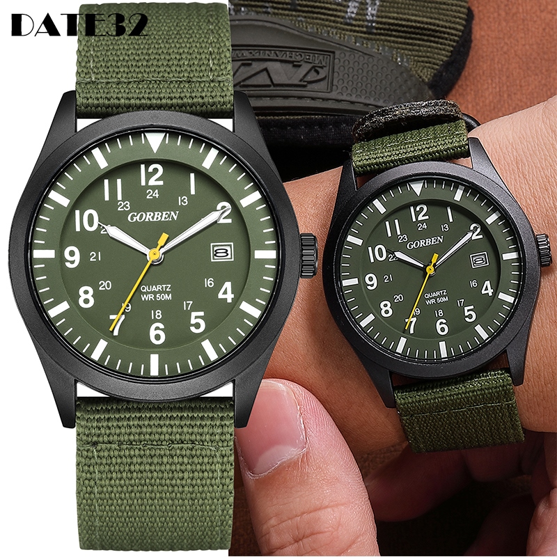 Military Watch for Men Luminous Hands Sport Nylon Belt Quartz Wrist ...