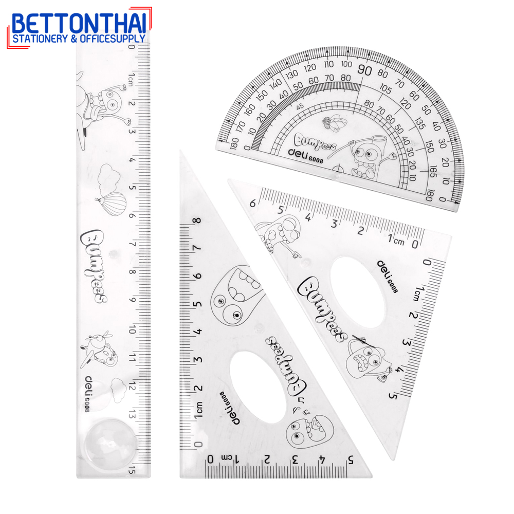 Ruler Set Squares Protractor Compass 15cm ชุดไม้บรรทัด แพ็ค 5 ชิ้น ...
