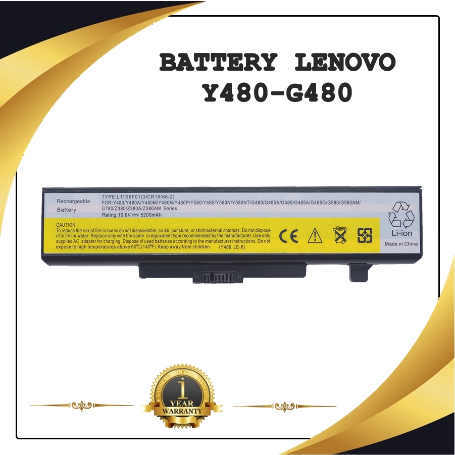 BATTERY NOTEBOOK LENOVO Y480-G480 (พร้อมส่ง-รับประกัน 1 ปี) สำหรับ LENOVO G400 G480 G580 B480 ...