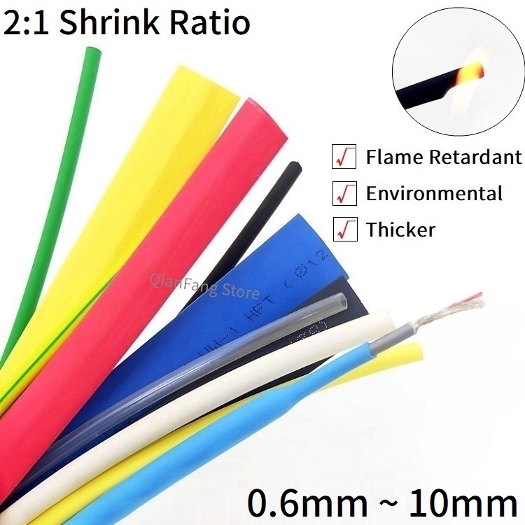 1m Heat Shrink Tube 0.6mm 1mm 2mm 3mm 4mm 5mm 6mm 7mm 8mm 9mm 10mm Wire Wrap Connect 2:1 Ratio ...